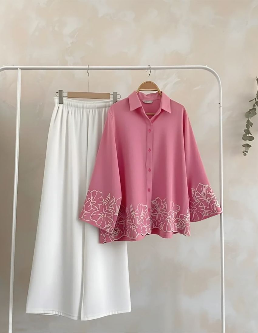 Elegant Embroidery Co-Ord Set - Rose Pink – Aeronest Fashion