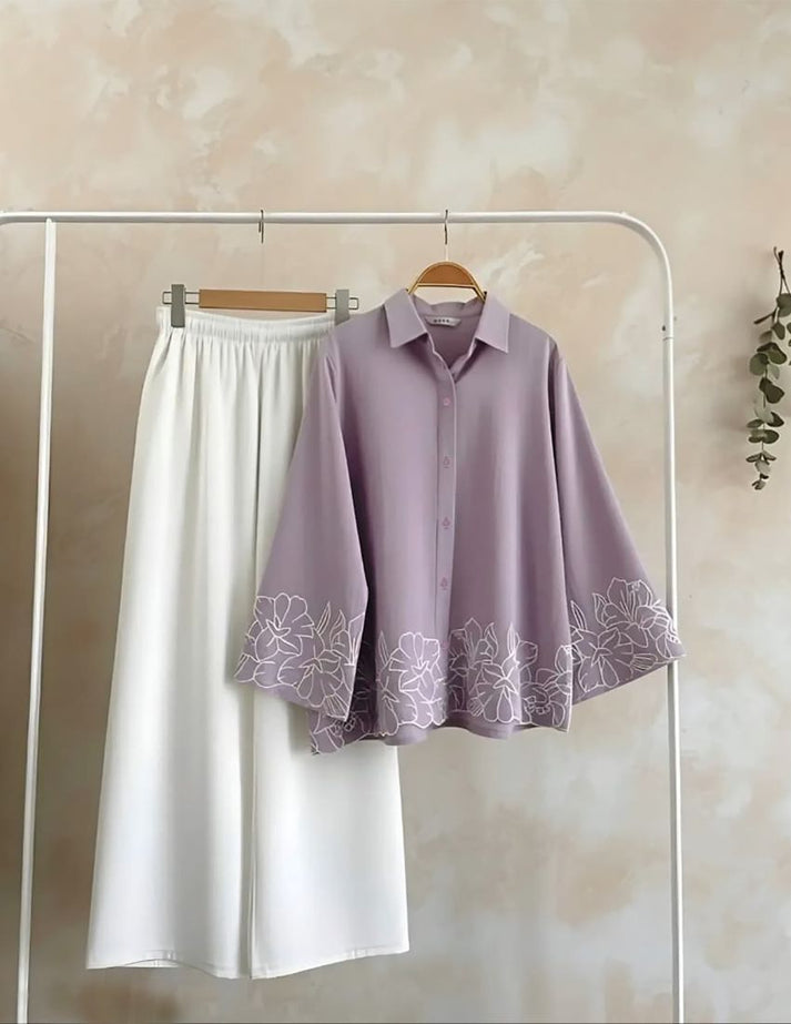 Elegant Embroidery Co-Ord Set - Lavender – Aeronest Fashion